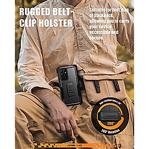 AMRHINO for Samsung Galaxy S22 Ultra Case with Built-in Screen Protector & Kickstand & Rugged Belt-Clip, [Extra Front Frame] Full-Body Heavy Duty Phone Case for Samsung S22 Ultra 5G 6.8 inch, Black