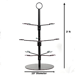 Tree Bar Cocktail Tree Stand, Black Metal Display Stand For Wine, Champagne, Cocktails, and Shot Glasses at Weddings, Parties, and Brunch - 12 holders, 2 ft tall