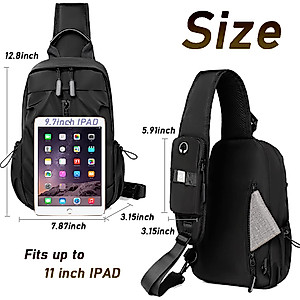 NUFR Sling Backpack Sling Bag Crossbody Backpack for Women Men Waterproof Chest Shoulder Bag Daypack for Hiking Walking Biking Travel Cycling USB Charger Port(Medium-White)