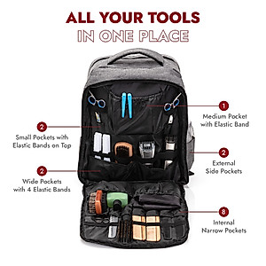 LOVE & FORCE Barber Travel Bag - Clipper Bag for Barbers with High Capacity - Barber Organizer Bag- Hairstylist Traveling Bag for Professional on House Calls