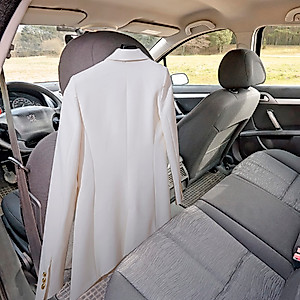 GLAM Wooden car Hanger - Shirt, Suit, Jacket, Coat Hanger for Car Seat Headrest - Premium Solid Wood & Metal - Black