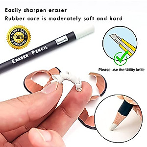 Professional Eraser Pencils Set - Brusarth 3pc Erasing Small Details or add Highlights for Sketching Pencils, Colored Pencils, Charcoal Drawings. Fine Detail Eraser for Beginners & Artists