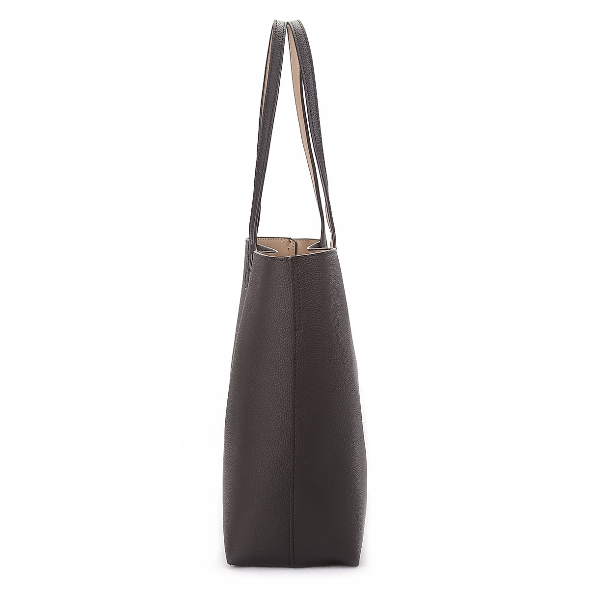 Overbrooke Reversible Tote Bag, Black & Sand - Premium Vegan Leather Womens Shoulder Tote