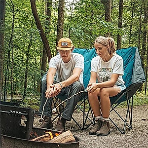 ALPHA CAMP Oversized Camping Chair Double Folding Chair Heavy Duty Loveseat Camp Chair 2 Person Support 450 LBS for Adults Outdoor