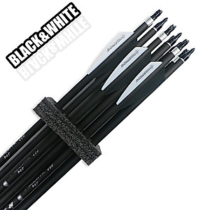 BOWSOUL 30inch Hunting Carbon Archery Arrows with 2.75” High Hardness Vanes Spine 400 for Compound Bow and Recurve Bow (Black White&Broadheads)