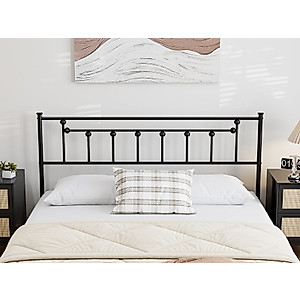 AOVSA Metal Queen Size Headboard, Victorian Farmhouse Style Queen Headboard, Easy Assembly, Steel Queen Headboard Only for Bedroom - Black