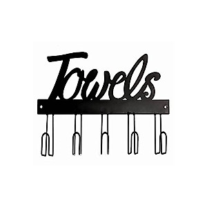 Hassfull Towel Rack for Wall Mount 5 Towel Holder Hooks The Perfect Bathroom Decorations Easy to Install Rack to Hang Your Bathroom Towels, Hand Towel, Beach Towel,Robes, Coat.