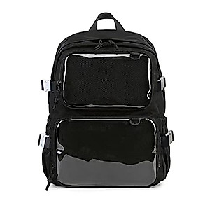 Kawaii Backpack Cute Ita Bag Large School Pink Ita Backpack for Pin Display Women Girl (Black)