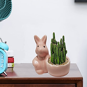 MaoYaMao Ceramic Rabbit Egg Cup Easter Bunny Egg Stand Holder for Hard Boiled Eggs (Pink)