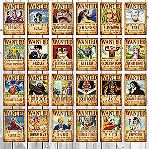 50pcs Set of Pirates Wanted Posters 4x6inch Wall Art Home Bedroom Decor Wall collage Suitable for Anime Fans gift Boys Girls Room Decoration