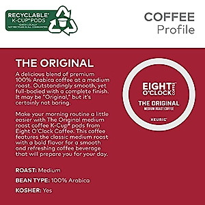 Eight O'Clock Coffee The Original, Single-Serve Keurig K-Cup Pods, Medium Roast Coffee Pods, 24 Count (Pack of 4)