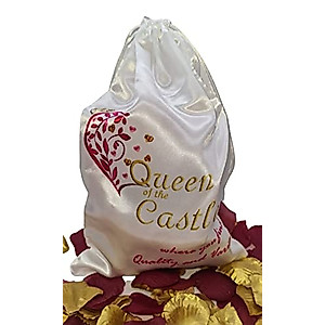 Hallmark Premium Baby's First Christmas Silver Baby Rattle with Pink Ribbon 2022 Metal Ornament with Queen of the Castle Satin Gift Bag