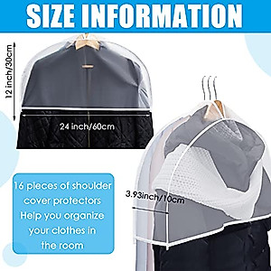 16 Pcs Plastic Clothing Shoulder Covers 4" Gusseted Clear Shoulder Covers for Hanging Clothes Shoulder Covers Plastic Shoulder Hanger Covers Clear Garment Breathable Bag for Jacket Clothing Coat Dress