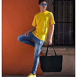 Black Canvas Tote Bag with Zipper, KOOLMOX 17x14'' 12Oz Thick Canvas Bag with Handles and Flat Bottom, Women Girl Men Grocery Shopping Bag Canvas Cotton Totes Sublimation Bags to Personalize Customize