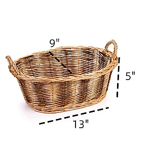Dicunoy Wicker Empty Gift Basket to Fill, Small Woven Gift Basket with Handle for Gifts, Goodies, Coffee Gifts Package
