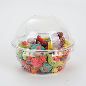 Golden Apple, 3.5oz-30sets Clear Plastic Cups for Ice Cream, Dessert Cups, Snack Bowl with Dome lids no Hole