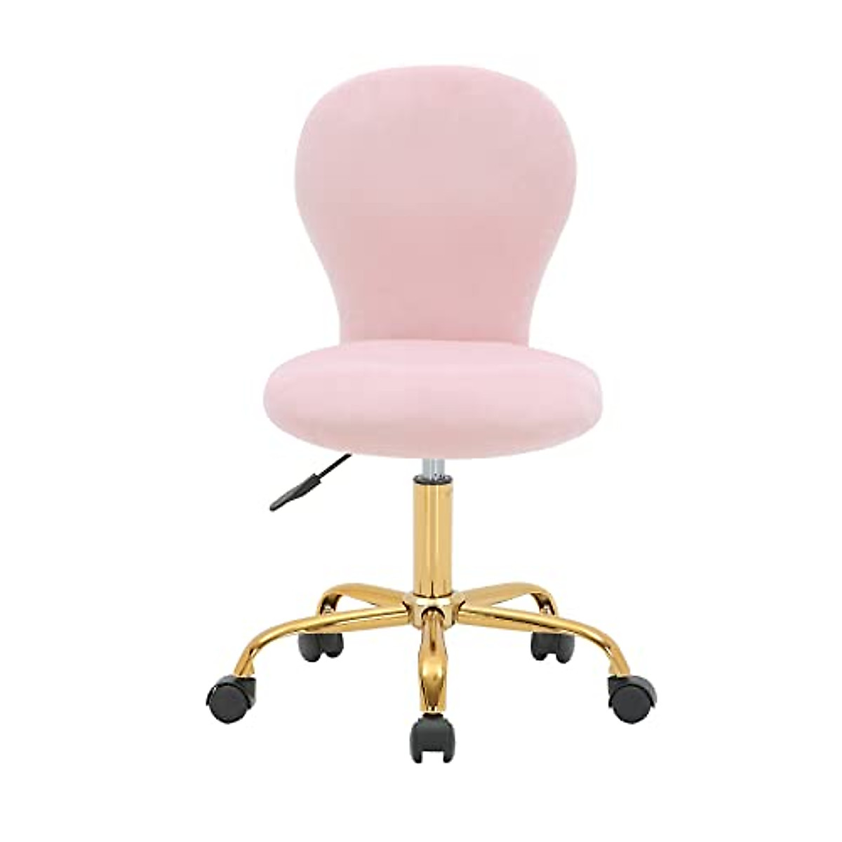 Porthos Home Evie Office Chair with Soft Velvet Upholstery, Stylish Golden Metal Legs with Roller Wheels and Adjustable Height, Sleek Armless Design for The Cozy Home Studio and Small Office