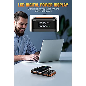 UYAYOHU Portable-Charger-Power-Bank - 40000mAh Power Bank Built in Out/Input Cables 10W Wireless Charger and Flashlight 5V3.1A Quick Charge Compatible with Smart Devices and Cell Phones