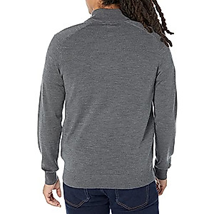 Amazon Aware Men's Regular-Fit Merino Wool Half-Zip Sweater (Available in Tall), Charcoal Heather, Large