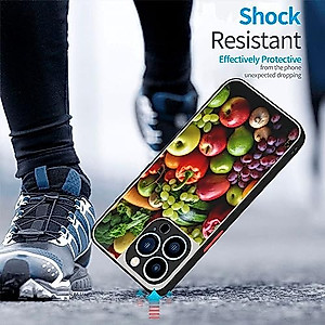 EMPYRI Fresh Fruits and Vegetables Printed Frosted Phone Case for iPhone 13 Pro Max-6.7 Inch, Shockproof Phone Cover with Wireless Fast Charging, Acrylic Back, Not Yellowing