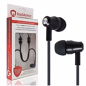 RadiArmor Anti-Radiation Air Tube Headphones with Microphone – Reduce RF to Negligible Levels (Black)