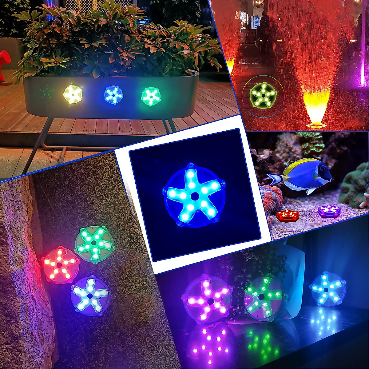 Floating Pool Lights,Color Changing Waterproof Magnetic Pond Lights,Battery Powered Pool Lights that Float,Starfish Above Ground Pool Lights Up for Pond,Hot tub,Bathtub,Shower,Halloween,Christmas-2pcs