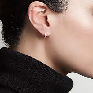 Dainty CZ Huggie Hoop Earrings 18K Gold Filled Chunky Simple Cute Thick Round Frill Bead Ball Starburst Cuff Earrings Cubic Zirconia Hoop Earrings Minimalist Personalized Gift for Her