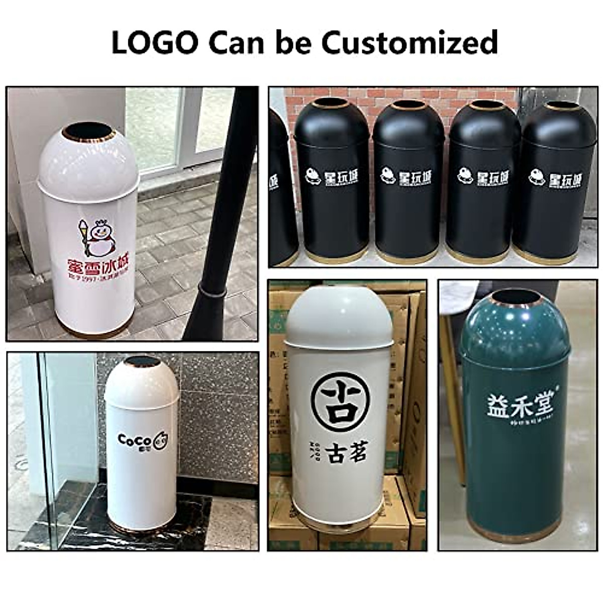 Stainless Steel Trash Can with Lid Open Top Trash Bin, Industrial Metal Trash Enclosure, Detachable Inside Cabinet, Commercial Garbage Bin for Hotel, Patios, Cafés, Parks (Color : Blue, Size : 45L)