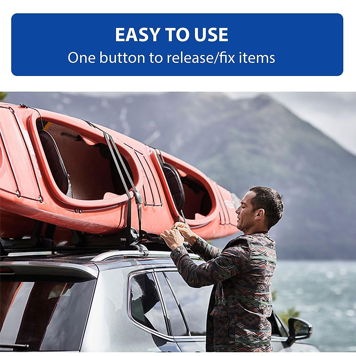 Senzkon Lashing Strap Tie Down Straps 4 Pack 118'' x 0.98'' Load Capacity 350lbs, Quick-Adjust Heavy Duty Tensioning Belts for Securing Goods or Luggage on Trucks,Kayaks,Motorbikes (118''- 4Pack)