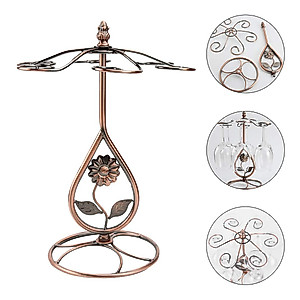 Cabilock Countertop Wine Glass Holder Sunflower Freestanding Metal Tabletop Stemware Storage Rack Drying Rack Glasses Cup Accessories for Home Decor Kitchen (Bronze)