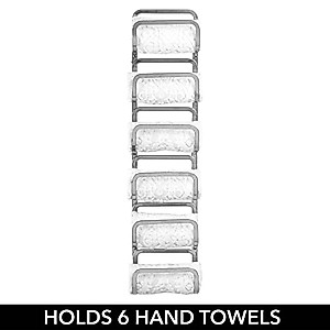 mDesign Wall Mount Towel Storage Rack for Bathroom - 6-Tier Hanging Organizer - Mounted Shelf for Multiple Bath Towels or Rolled Robes - Wine Bottle Holder - Steel Metal - Carson Collection - Chrome