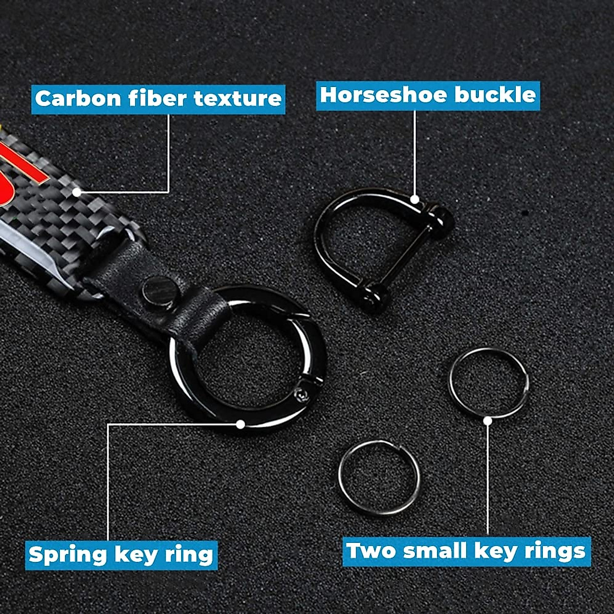 HUIANTS Carbon Fiber Style Car Keychain Si Emblem Key Chain compatible with Honda Civic Si Accessories