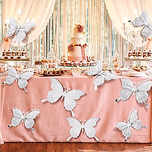 12 Pcs Large Butterfly Party Decoration Paper Butterfly in 2 Different Size 3D Butterfly Wall Decor Set Giant Butterfly for Birthday Baby Shower Nursery Girl Bedroom Wedding (Silver)