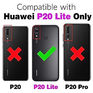 Phone Case for Huawei P20 Lite with Tempered Glass Screen Protector Cover and Stand Kickstand Hard Rugged Hybrid Protective Cell Accessories TPU Huwai P20lite P 20 Haweii Nova 3E Cases Men Women Black