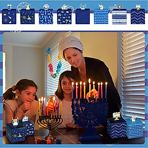 Yeaqee 32 Pcs Hanukkah Goody Candy Boxes for Gift Giving Chanukah Treat Boxes Hanukkah Cookie Boxes Tins Holiday Cardboard Gift Wrap Boxes Paper Gift Holder for Party Favor Supplies, 8 Styles