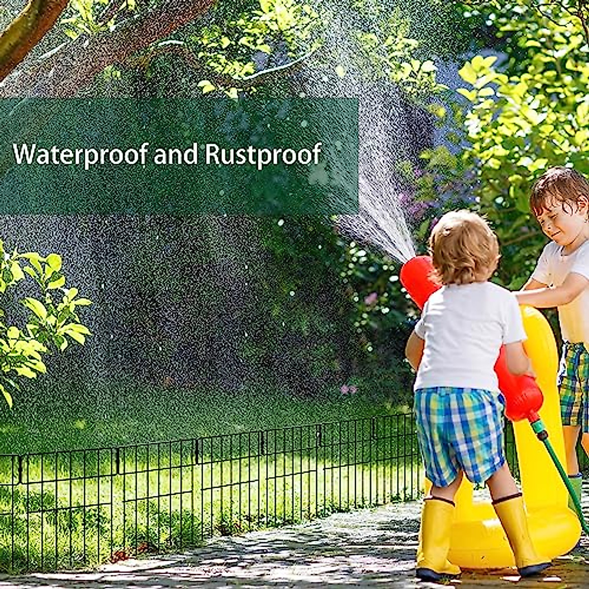 ELYKEN 10 Pack Garden Fences, Animal Barrier Fence for Dog, 17”H x 12"W (Total 10’) Decorative Rustproof Metal Wire Panel Border for Dog, Flower Edging Blocker for Yard Landscape Patio Outdoor Decor