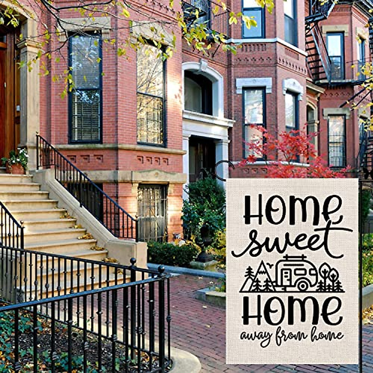 Camping Sweet Home Garden Flag Away from Home Camper Vertical Burlap Double Sided Farmhouse Outdoor Decorations Yard Lawn Decor 12.5 x 18 Inch