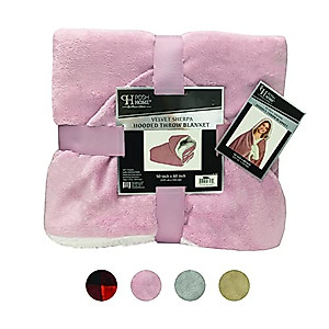 Work from Home - Hooded Shiny Velvet Throw, 50" x 60" (Velvet Blush)