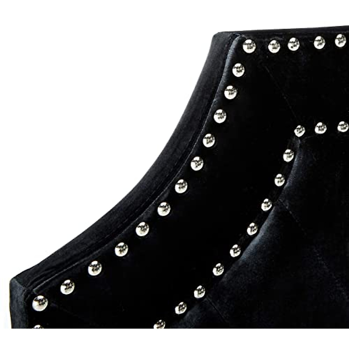 Iconic Home Chava Headboard Velvet Upholstered Button Tufted Double Row Silver Nailhead Trim Modern Transitional Full/, Queen, Black
