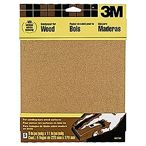 3M 9040NA Garnet Sandpaper, Inch, Assorted-Grit, 5-Sheet-9040NA, 9 in x 11 in, 5 Count