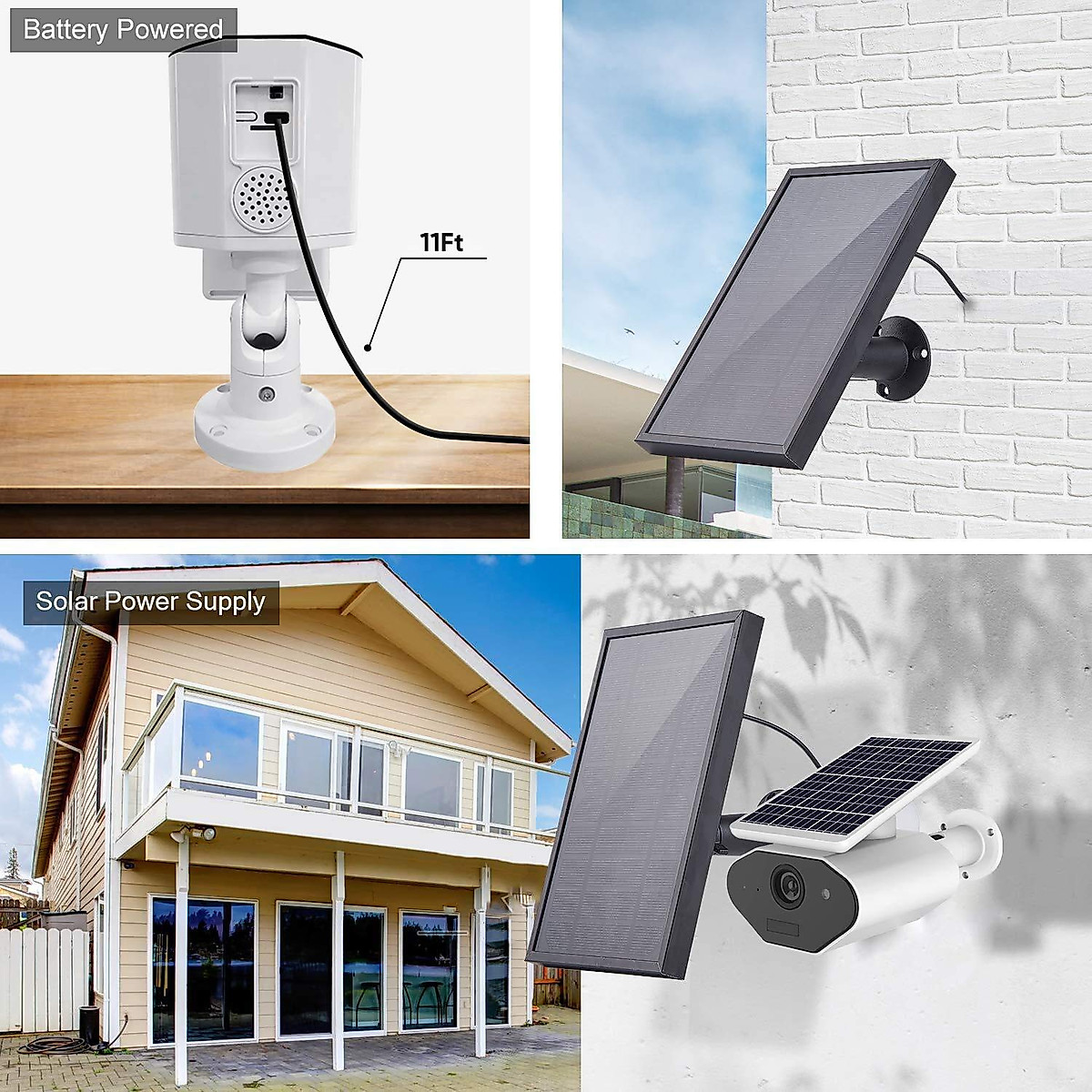 Weatherproof Solar Panel for Indoor/Outdoor Battery Powered Security Camera,5W Solar Panel Power Supply for Startvision Wireless Security Camera, 5V 1A Micro USB Port, Adjustable Mounting Bracket