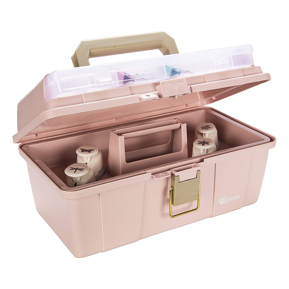 Small Craft Box with Removable Utility | Oranization For Crafts, Small Parts, & Batteries with Brass Latch