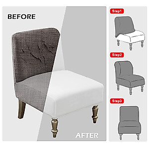 Leorate Armless Accent Slipper Chair Covers,Stretch Armless Chair Slipcover Removable Velvet Fabric Non-Slip Silp Cover for Accent Chair Without Arms Furniture Protector for Living Dining Room Hotel…