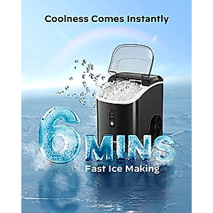 Nugget Countertop Ice Maker, Silonn Chewable Pellet Ice Machine with Self-Cleaning Function, 33lbs/24H, Portable Ice Makers for Home, Kitchen, Office, Black