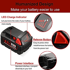 liangjia 2Packs 6.0Ah 18V Lithium-ion Replacement for Milwaukee M -18 Battery Compatible with Milwaukee 18V Tools