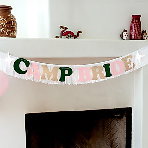 xo, Fetti Camp Bride Fringe Banner - Felt, 5 Ft. | Bachelorette Party Decoration, Camp Bride Bach, Bridesmaid Favor, Bride to Be Gift, Bridal Shower Supplies, Photobooth Backdrop