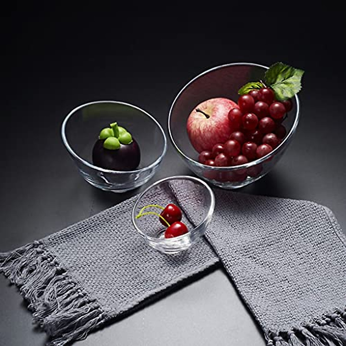 EERINESS Dinner Plates Soup Bowls Glass Bowl Salad Bowl Glass Bevel Bowl Seasoning Bowl Juice Cutlery Tableware Ramen Bowl (Size : M2pcs)