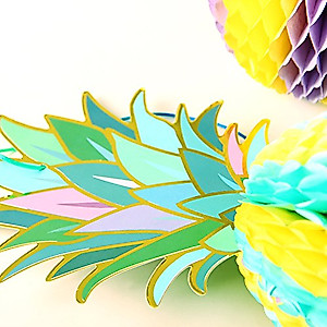 paper jazz Luao Pineapple Party Decorations Honeycomb Centerpieces Table and Hanging Decorations for Hawaiian Luau Tiki Beach Wedding Tropical Fruit Summer Party, Multicolored (3 Pack)