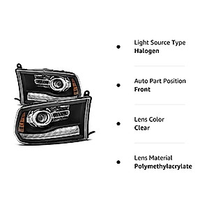 ModifyStreet Black For 09-18 Ram 1500/10-18 Ram 2500/3500 Headlights Replacement Kit( Not Fit with Stock projector Headlights