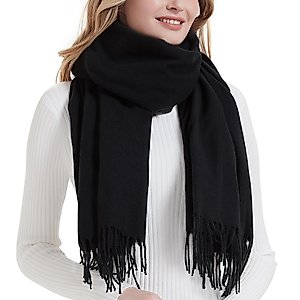 Landisun Scarf for Women Winter Cashmere-Pashmina-Shawl Wraps Scarf Winter Women Cashmere-Scarf Wedding Scarf-Black